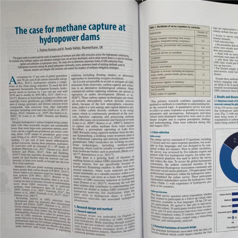 Our research paper is published in Hydropower and Dams - Bluemethane